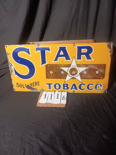 Antique Enamel Star Tobacco Sold Here Sign