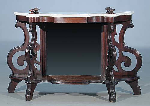Victorian Walnut And Marble Top Console