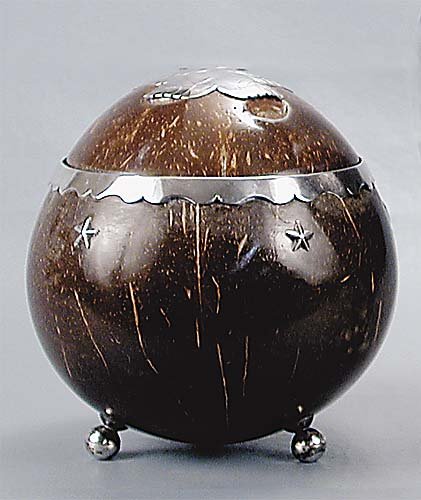 Silver Mounted Coconut Shell Box Early 19th Century