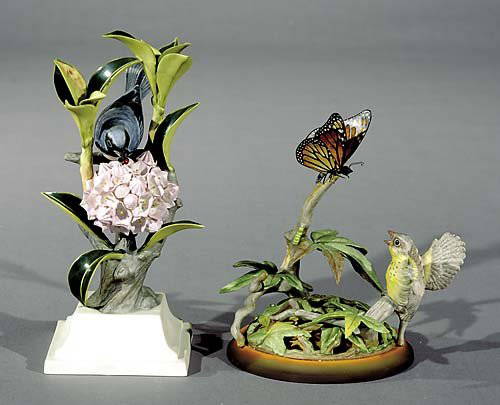 Two Boehm Porcelain Birds Fledgling Canada Warbler