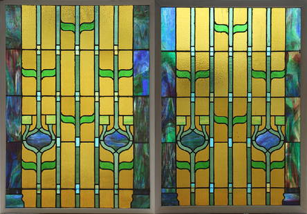 Pair Of Leaded Glass Panels