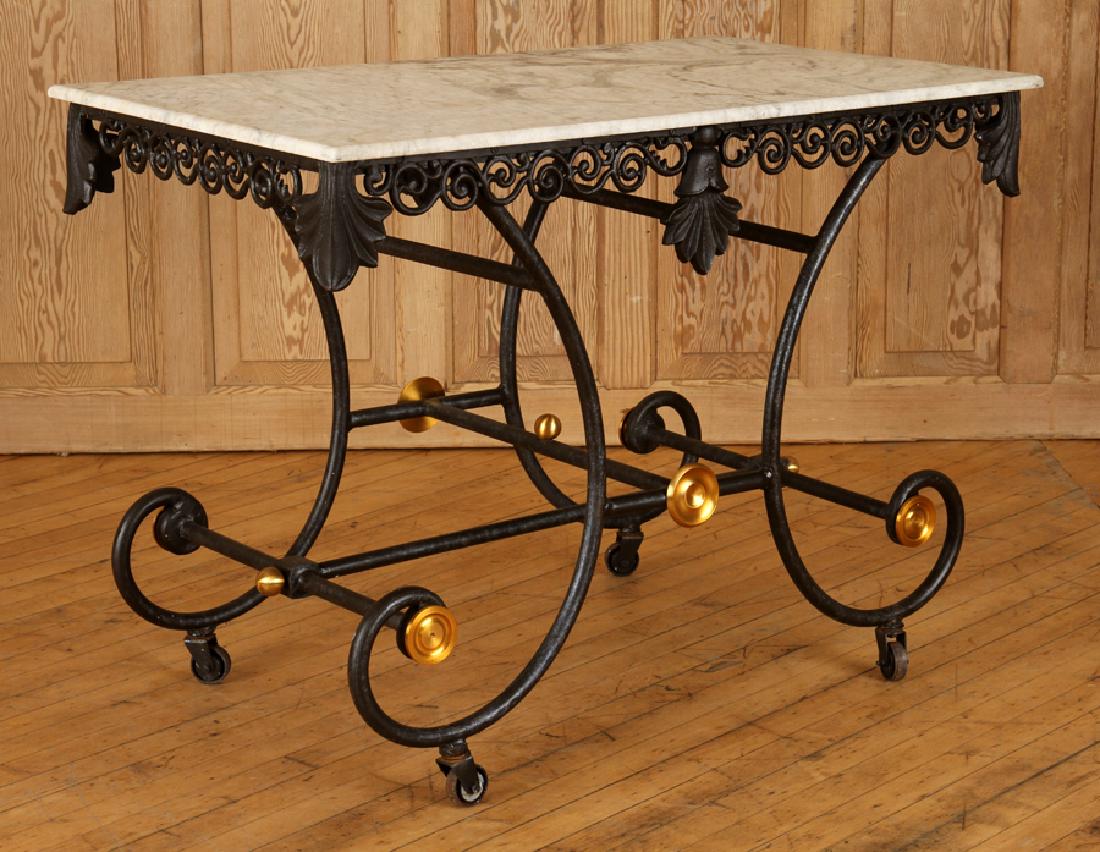 FRENCH MARBLE TOP BAKERS OR PASTRY TABLE
