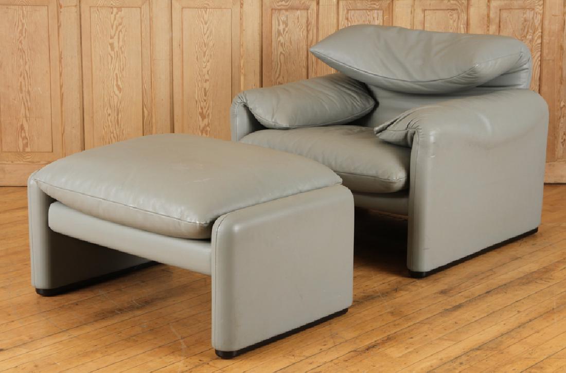 CASSINA MARALUNGA LEATHER LOUNGE CHAIR & OTTOMAN