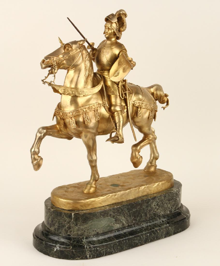 DANIEL JOSPEH BACQUE GILT BRONZE KNIGHT SIGNED