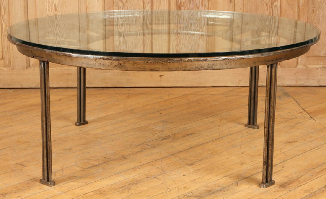 CAST IRON GLASS TOP COFFEE TABLE CLOCK FACE FORM