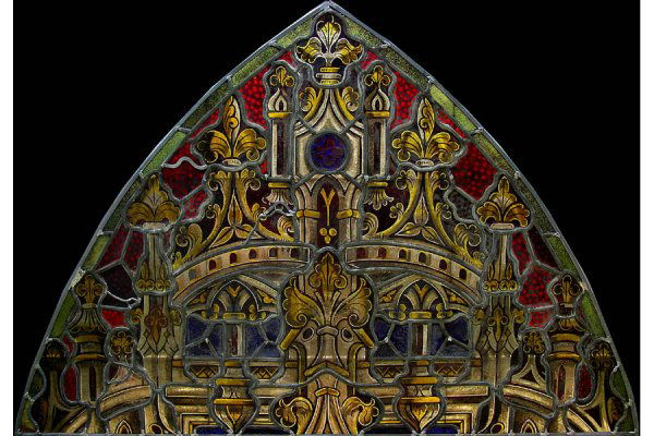 Pr Arched Antique Leaded Church Windows