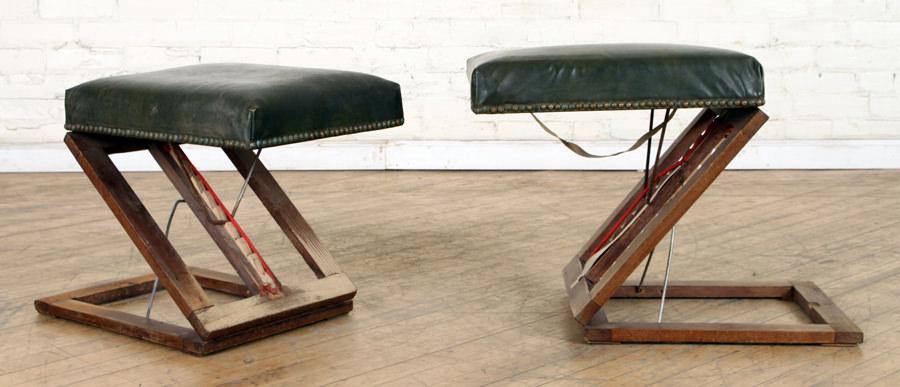 Pair Late 19th C. French Adjustable Gout Stools
