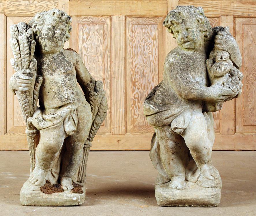PAIR CAST STONE PUTTI GARDEN STATUES - Jun 16, 2020 | Kamelot Auctions ...