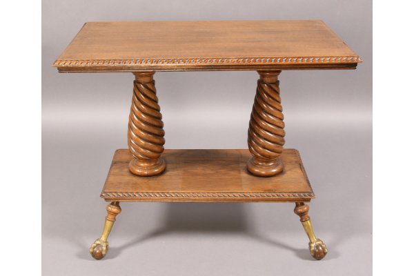 50: AMERICAN HUNZINGER CARVED OAK TABLE MERKLEN BROS