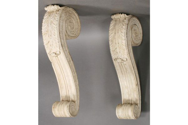 Pr Antique Carved Marble Classical Corbels