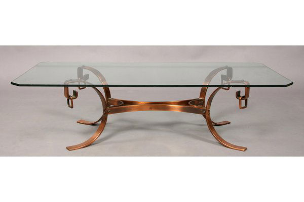33: MODERN COPPER GLASS COFFEE TABLE