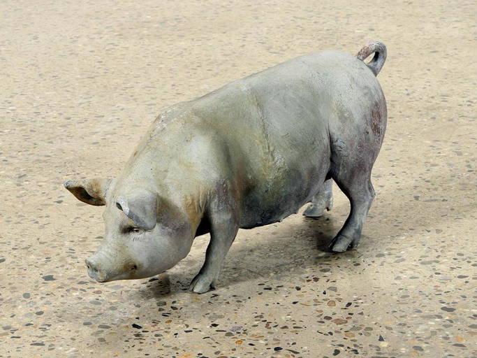 Lead Garden Ornament In The Form Of A Pig