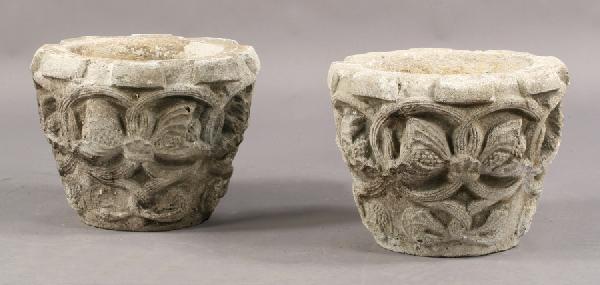 Pair Cast Stone Celtic Garden Planters