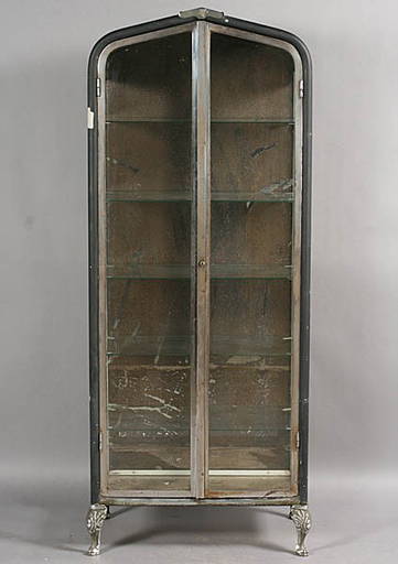Vintage Industrial Metal Vitrine 2 Glass Doors