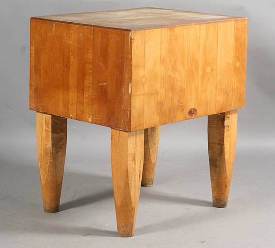 Vintage Labeled Bally Butcher Block Table