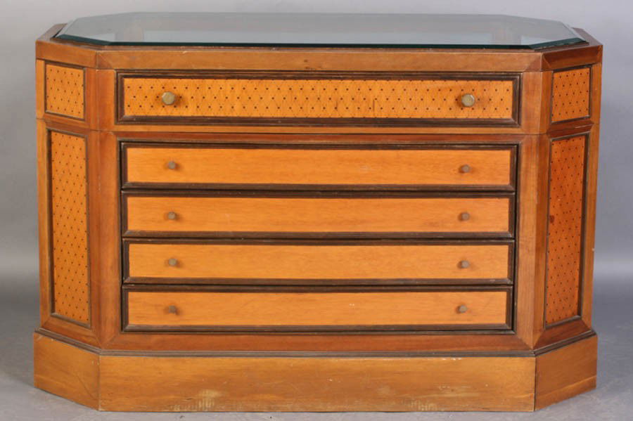 Vintage Jewelry Display Case Beveled Glass 4 Drawer