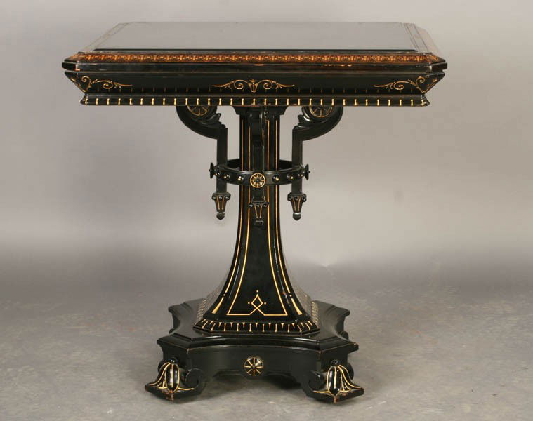 321: ANTIQUE EBONIZED VICTORIAN EASTLAKE TABLE