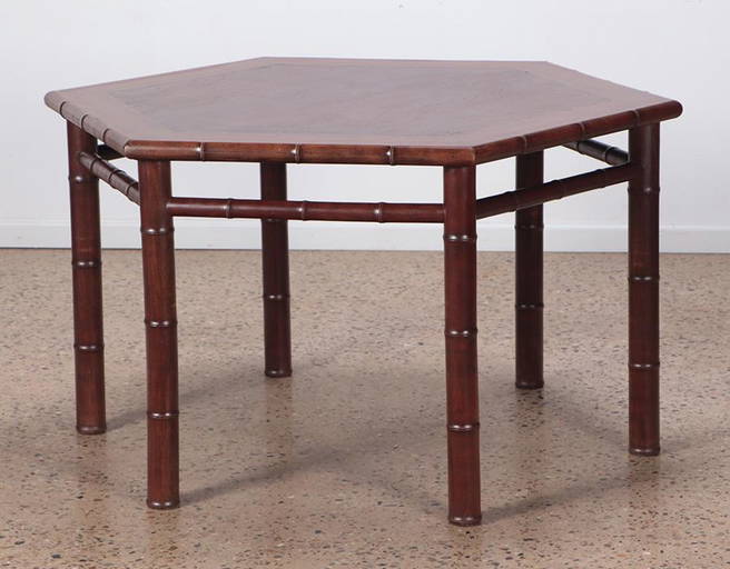 A FAUX BAMBOO SIX SIDED TABLE C 1950. (#1340) on Jan 17, 2023 | Kamelot ...