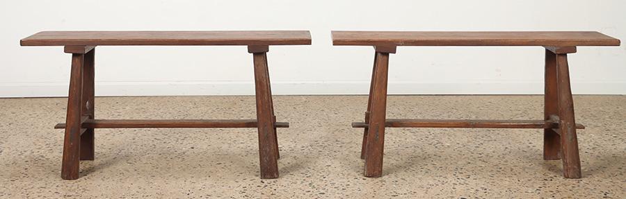 PAIR FRENCH OAK BENCHES MORTISE AND TENON 1940 (#2097) on Jan 18, 2023 ...