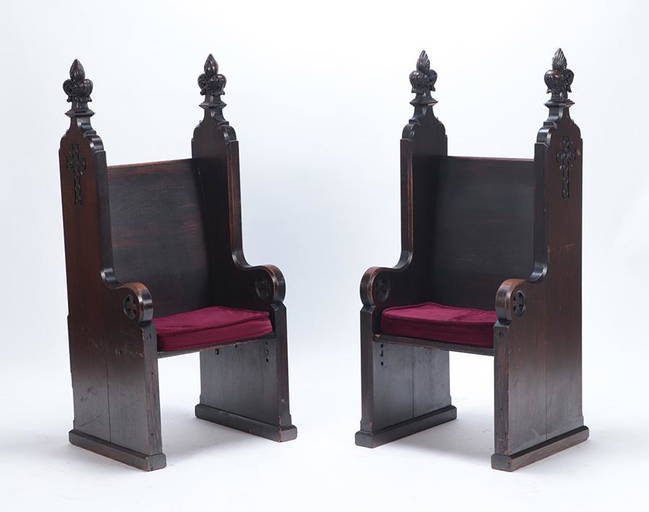 PAIR GOTHIC STYLE RELIEF CARVED OAK BENCHES C (#3027) on Jan 19, 2023 ...