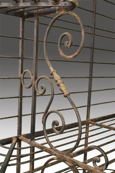 130: VINTAGE FRENCH WROUGHT IRON BRASS BAKERS RACK : Lot 130