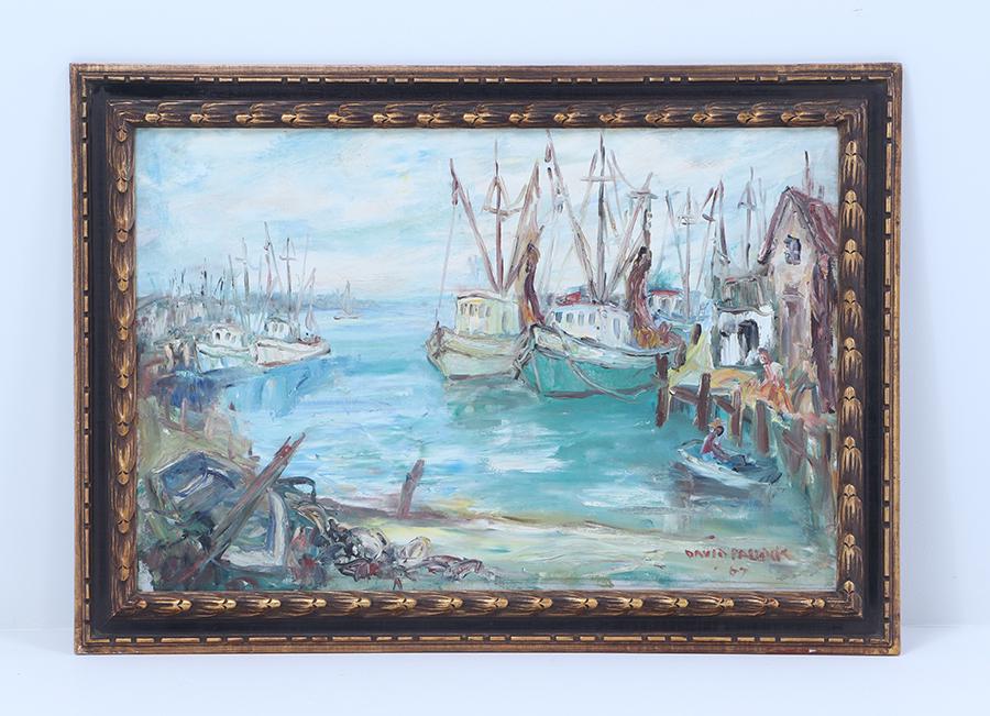 David Pollock (american 1906-1977) New England Harbor Scene, Oil On ...