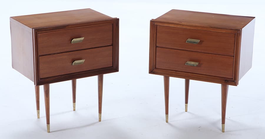 A Pair Of Mid Century Modern Two Drawer Mahogany Night Stands With ...