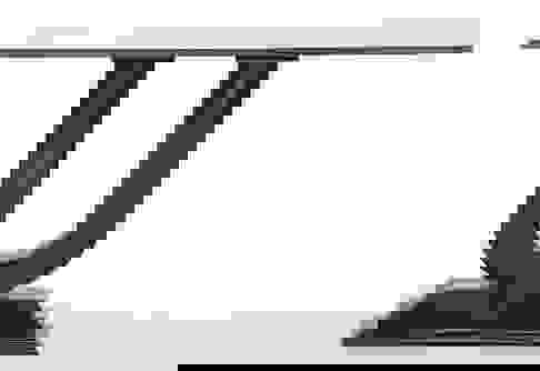 Ebonized Wood U Shape Console Table With Double Thick Glass Top C 1980 ...