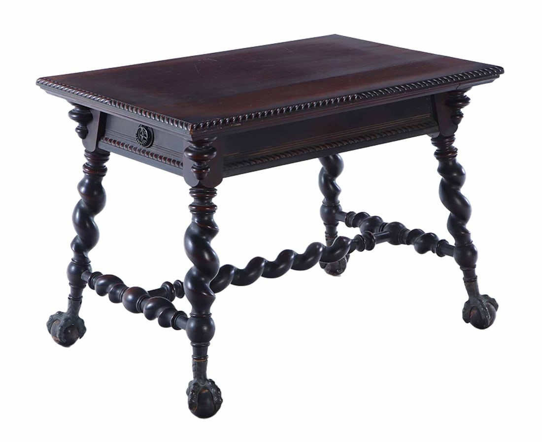 Mahogany Hunzinger Style Occasional Table With Single Drawer And Ball ...