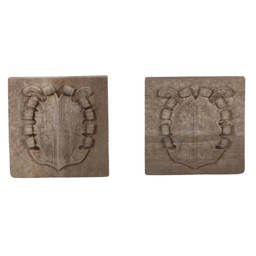Pair Of Carved Stone Plaques Decorated With Wreaths