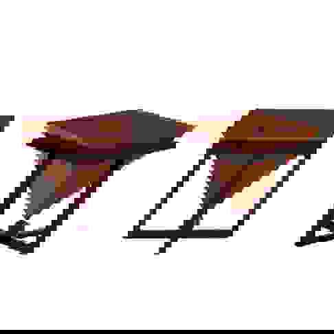 Pair Art Deco Style End Tables Having A Wooden Inverted Pyramid Resting ...