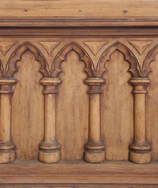 Antique Gothic Style Carved Wood Wainscoting