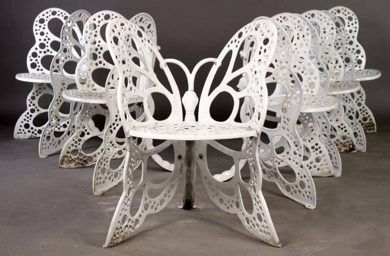 Set Six Aluminum Dragonfly Form Chairs