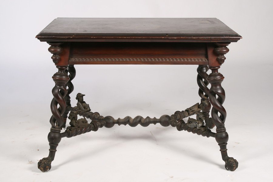 HUNZINGER CARVED MAHOGANY TABLE CIRCA 1890
