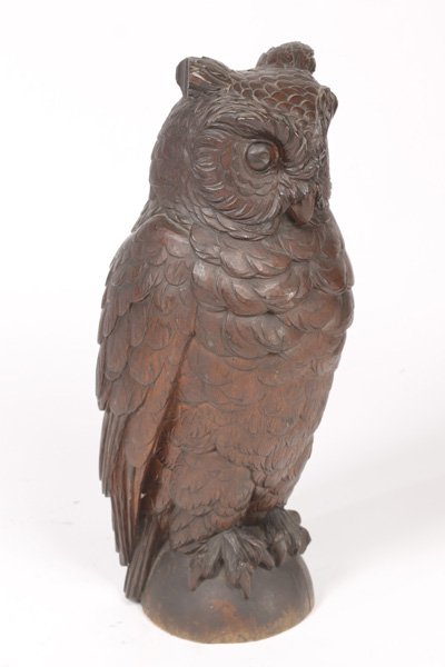 AMERICAN VICT CARVED WALNUT OWL C. 1880 PABST?