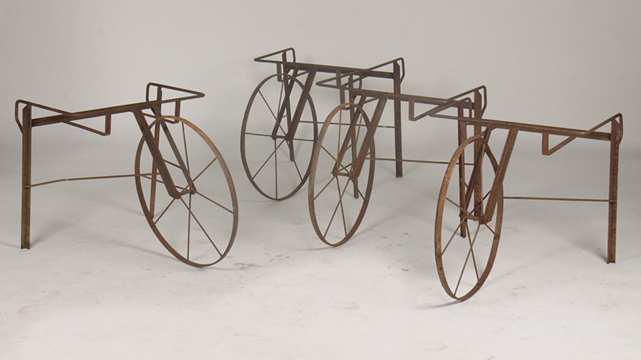 4 French Vintage Wrought Iron Grape Carts 1940