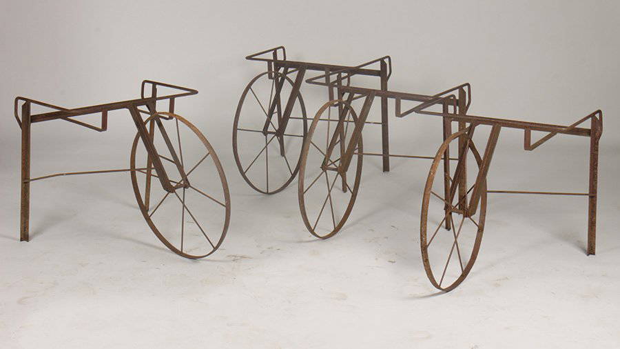4 French Vintage Wrought Iron Grape Carts 1940