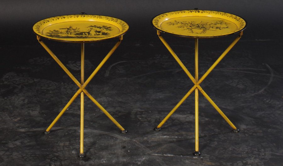 PAIR ITALIAN TOLE PAINTED FOLDING SIDE TABLES - Apr 18, 2015 | Kamelot ...