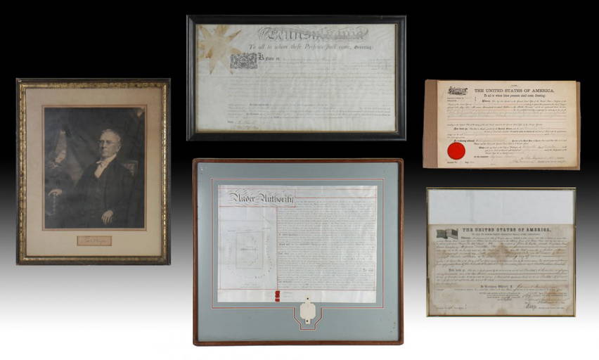 5 Antique Documents Presidential Signatures
