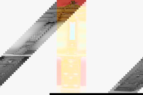 50136022: 3 STATION OAK BARBER SHOP BACK BAR COMPLETE W : Lot 50136022