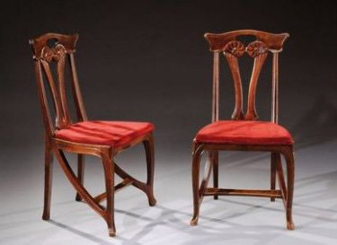 PAIR EUGENE GAILLARD ART NOUVEAU CHAIRS C.1900