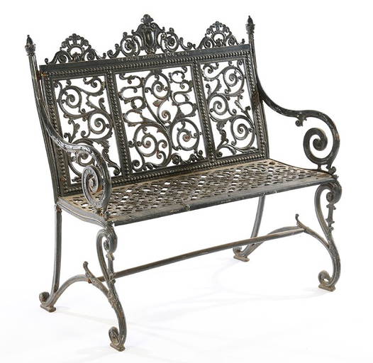 19th Cent. American Cast Iron Bench Labeled