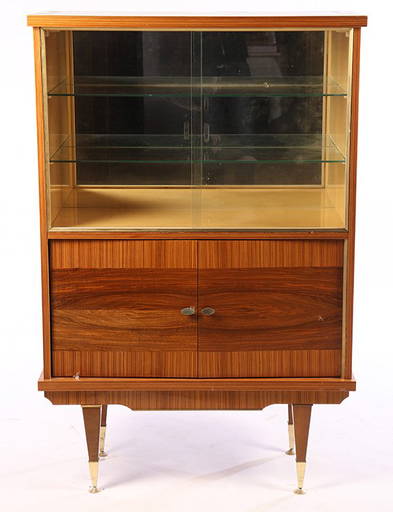 Burl Walnutzebrawood Display Case Glass Doors