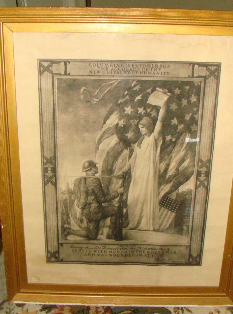 ANTIQUE PRINT WOODROW WILSON WWI PRINT OF SOLDIER