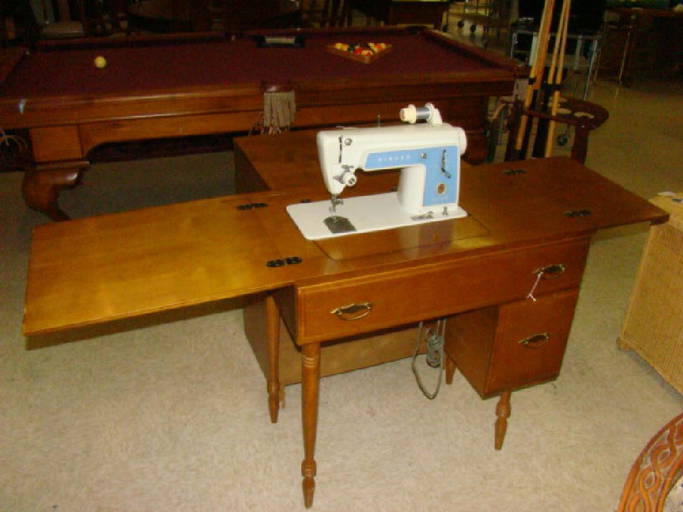 Singer Sewing Machine And Work Desk
