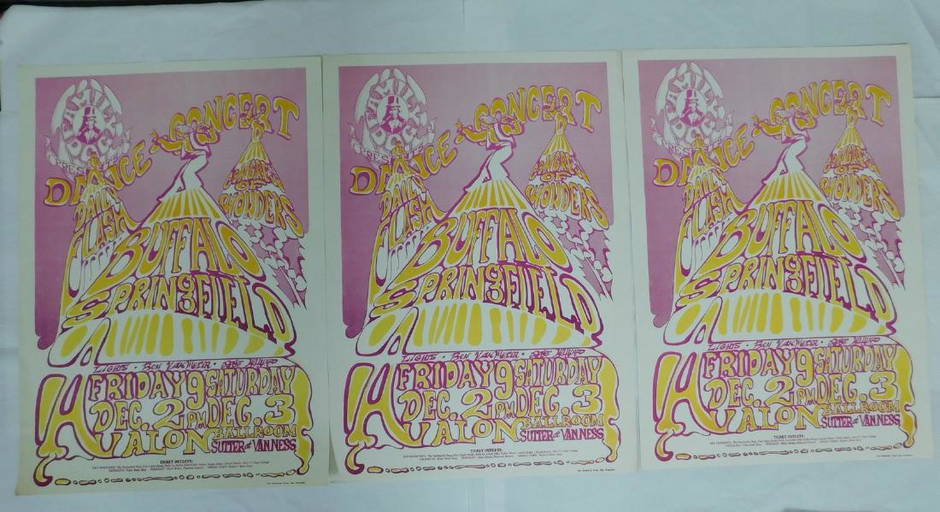 3 Original Buffalo Springfield Concert Posters