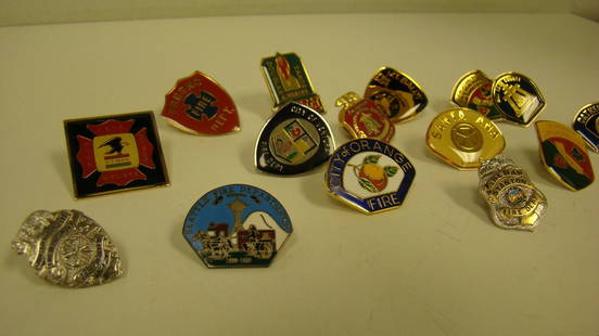14 Fire Dept Hat And Pin Badges
