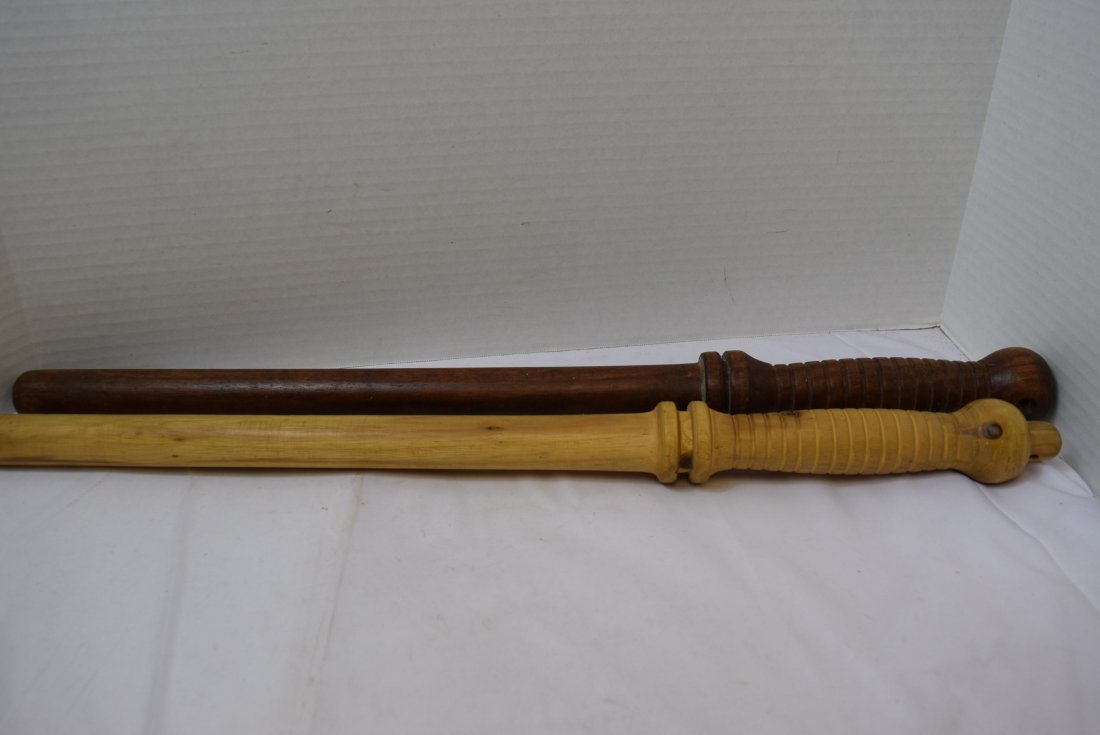 2 Vintage Wood Night Stick Billy Club Baton