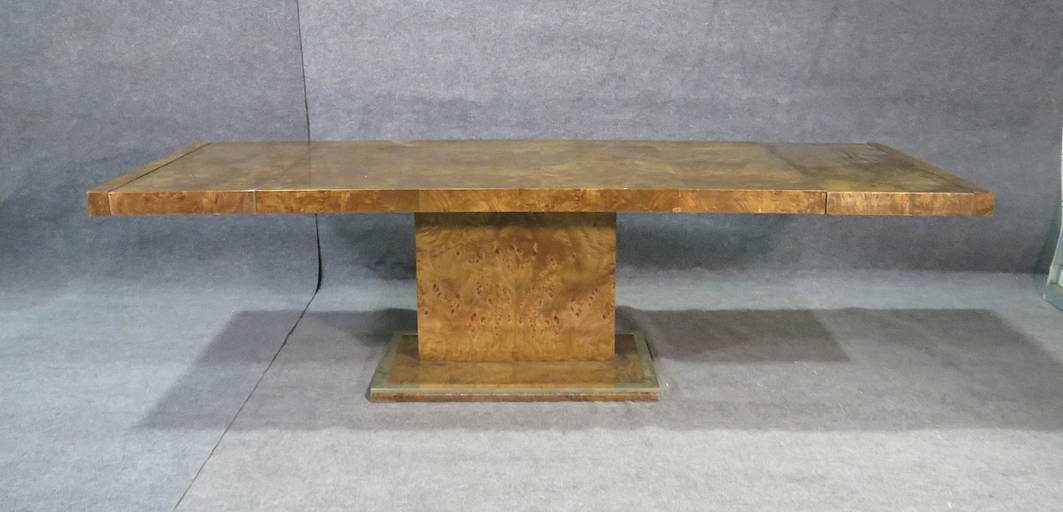 Milo Baughman Style Burl Walnut Table