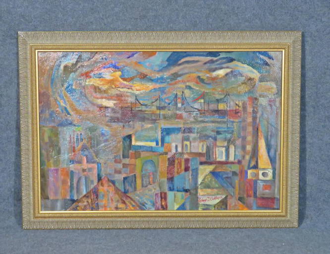 ROBERT D GOLDMAN ABSTRACT PAINTING OF SKYLINE - Nov 18, 2021 | SS ...